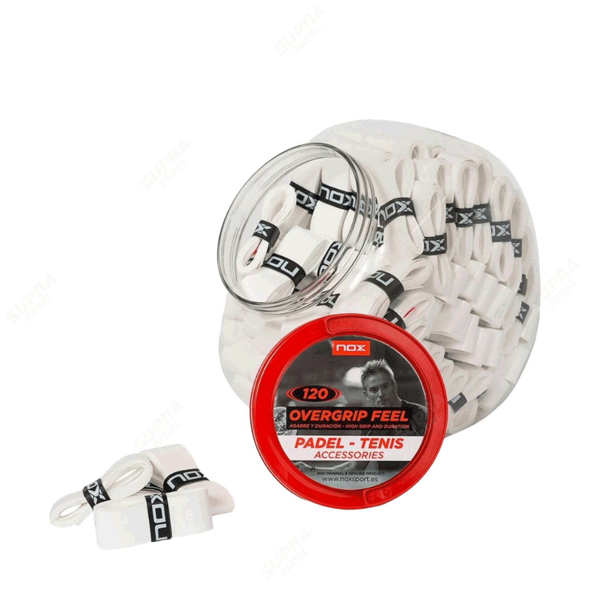 Overgrip NOX Pro Blanco Tambor de 120 unidades – SUPRA Padel
